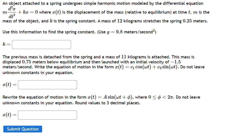 Solved An object attached to a spring undergoes simple | Chegg.com