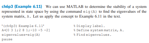 Solved chóp3 (Example 6.11) We can use MATLAB to determine | Chegg.com