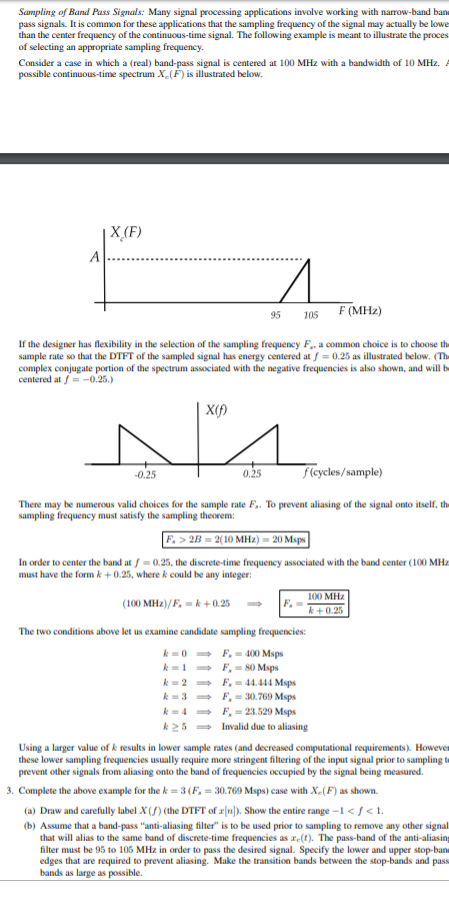 Solved Sampling of Band Pass Signals: Many signal processing | Chegg.com