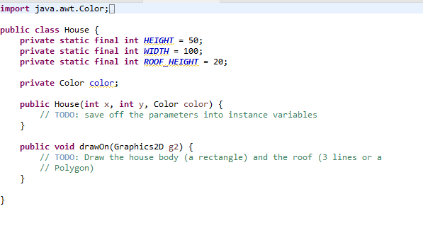 Solved import java.awt.Color; public class House { private | Chegg.com