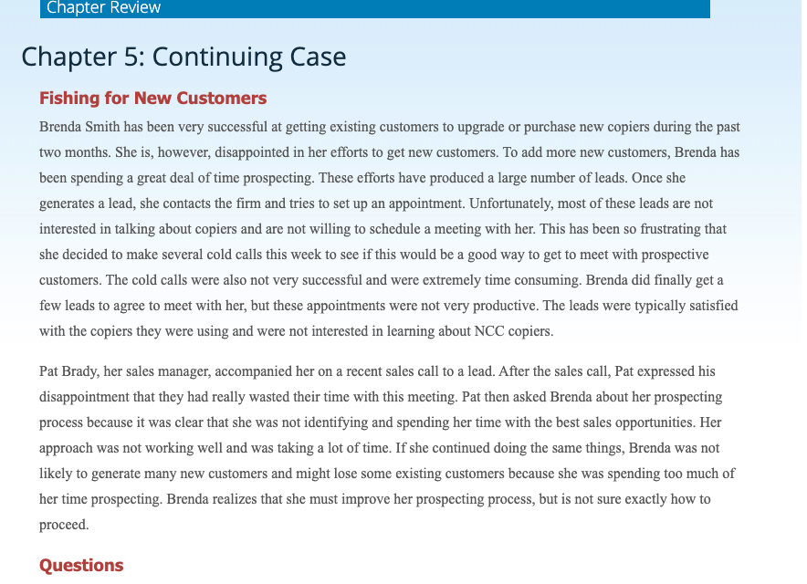 Chapter Review Chapter 5 Case Developing a Strategic | Chegg.com