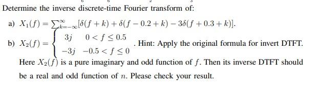 Solved Determine the inverse discrete-time Fourier transform | Chegg.com