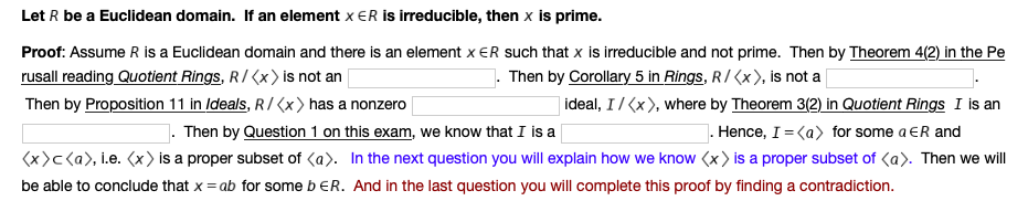 Solved Let R be a Euclidean domain. If an element x ER is | Chegg.com
