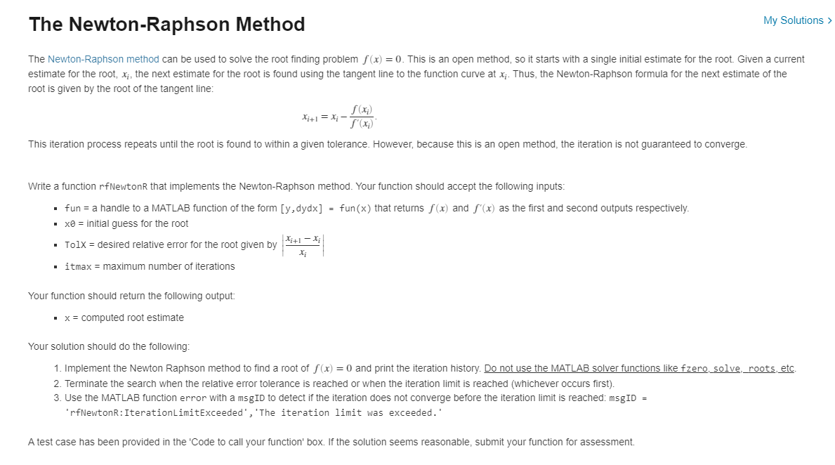 Solved The Newton-Raphson method can be used to solve the | Chegg.com