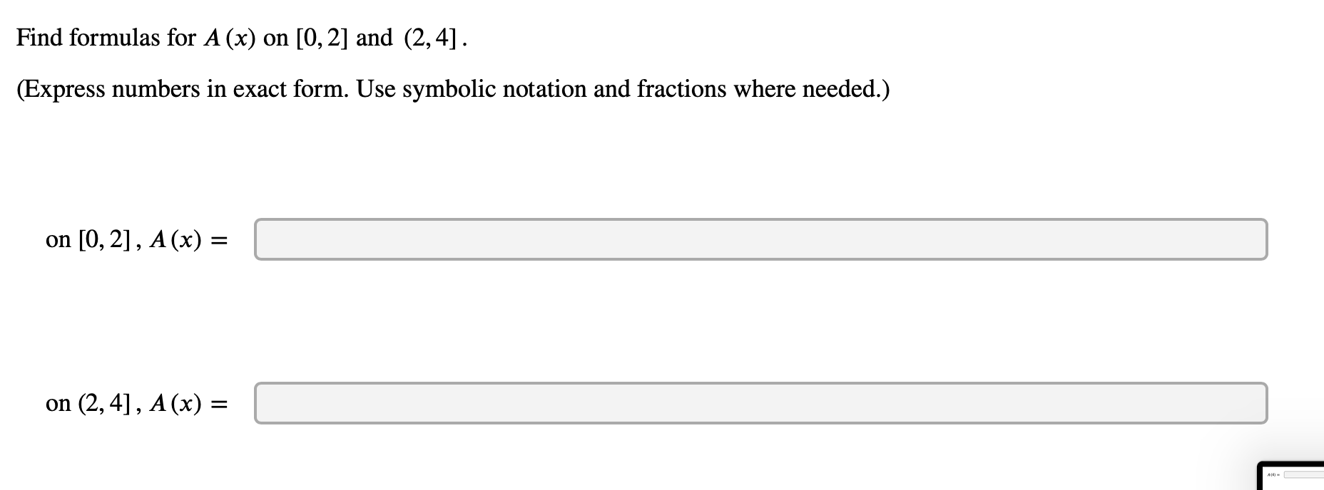 [Solved]: Let ( A(x)= int_{0}^{x} f(t) d t ) for ( f(x)