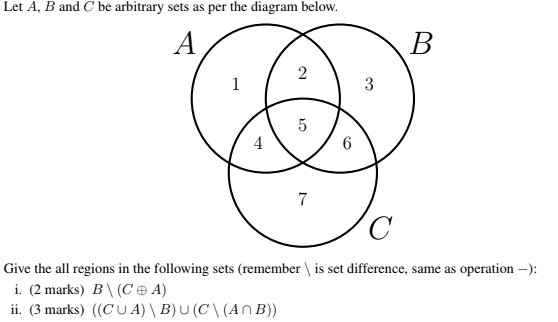 Solved Let A, B and C be arbitrary sets as per the diagram | Chegg.com