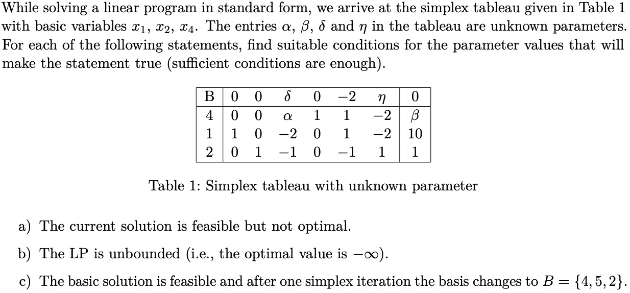 While solving a linear program in standard form, we | Chegg.com