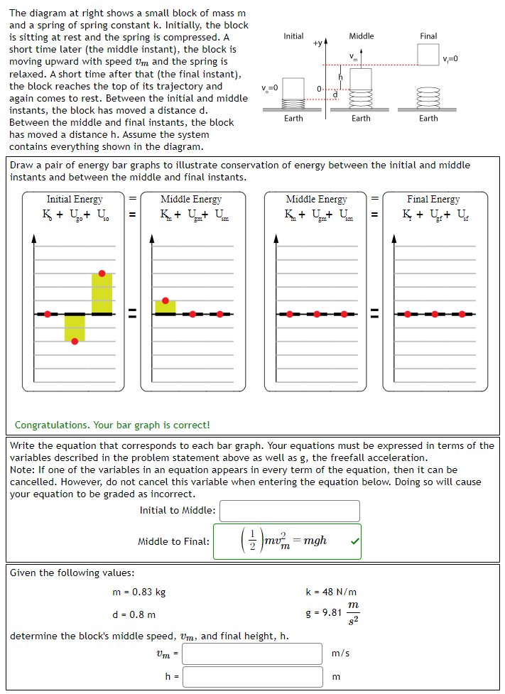 Solved The diagram at right shows a small block of mass m | Chegg.com