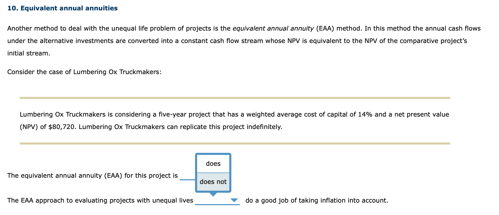 Solved 10. Equivalent annual annuities Another method to | Chegg.com