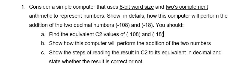 Solved 1. Consider a simple computer that uses 8-bit word | Chegg.com