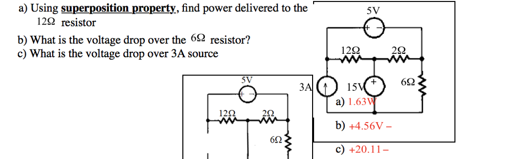 Solved a) Using superposition property, find power delivered | Chegg.com