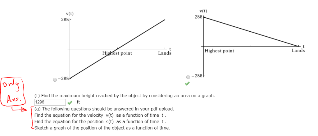 Solved PLEASE ONLY ANSWER (G) - An object is shot | Chegg.com