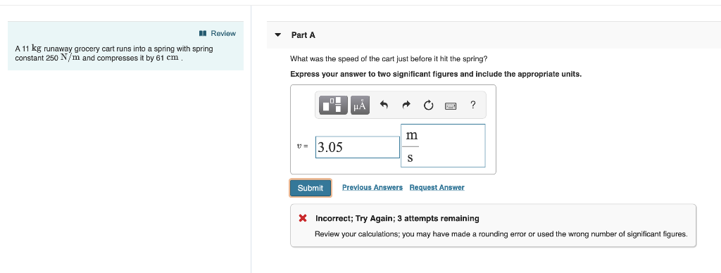 Solved A 11 kg runaway grocery cart runs into a spring | Chegg.com