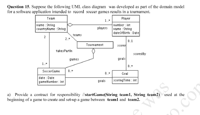 Question 15 Suppose The Following Uml Class Diagram 