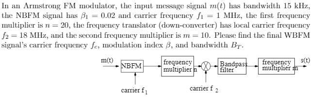 Solved In an Armstrong FM modulator, the input message | Chegg.com