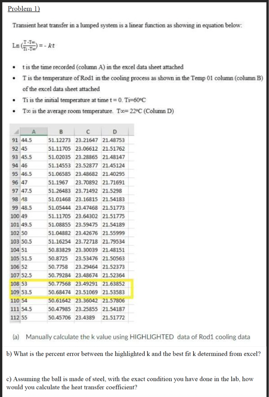 Solved Use Excel To Solve The Following Problema Manually 