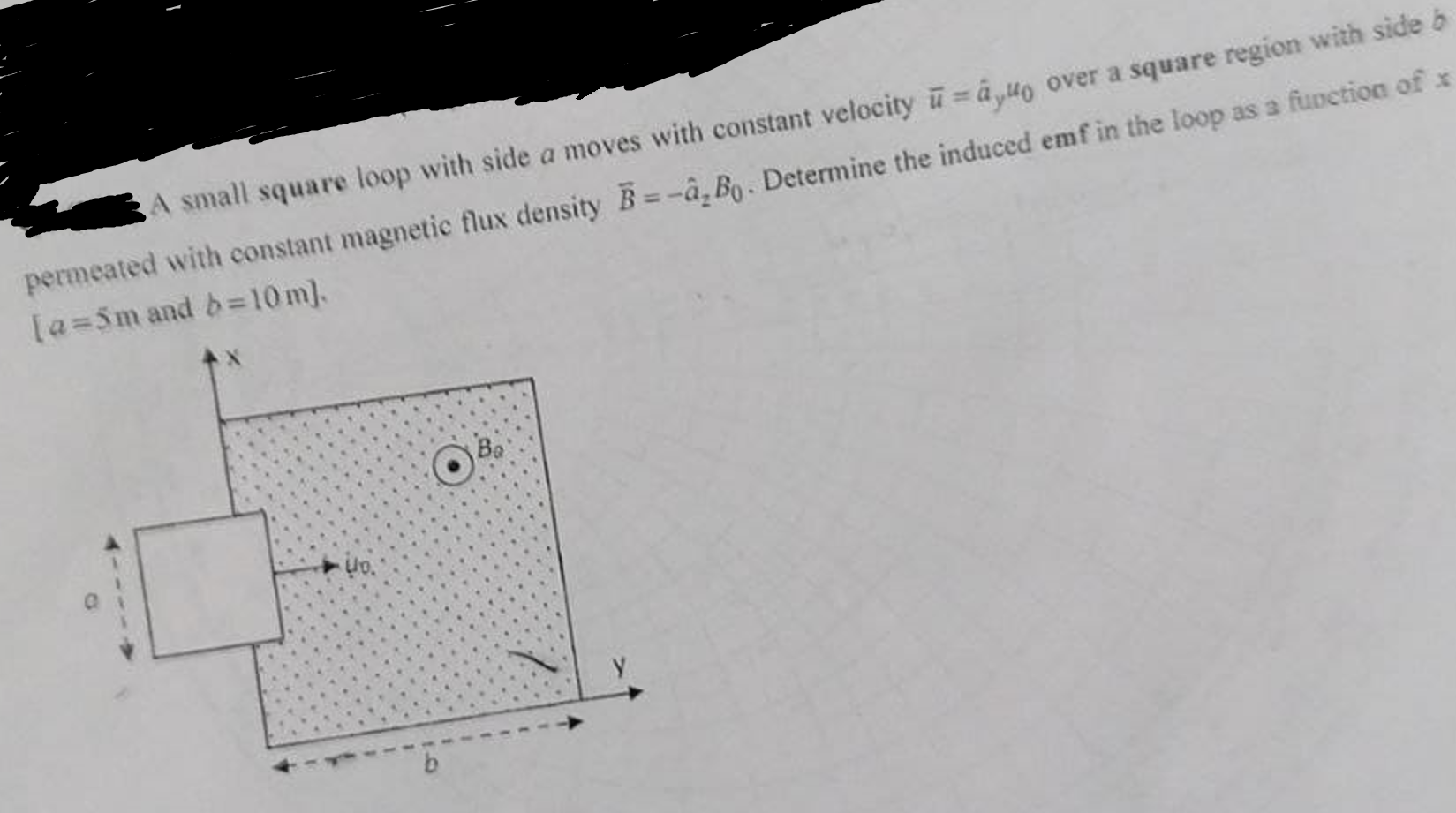 Solved A small square loop with side a moves with constant | Chegg.com