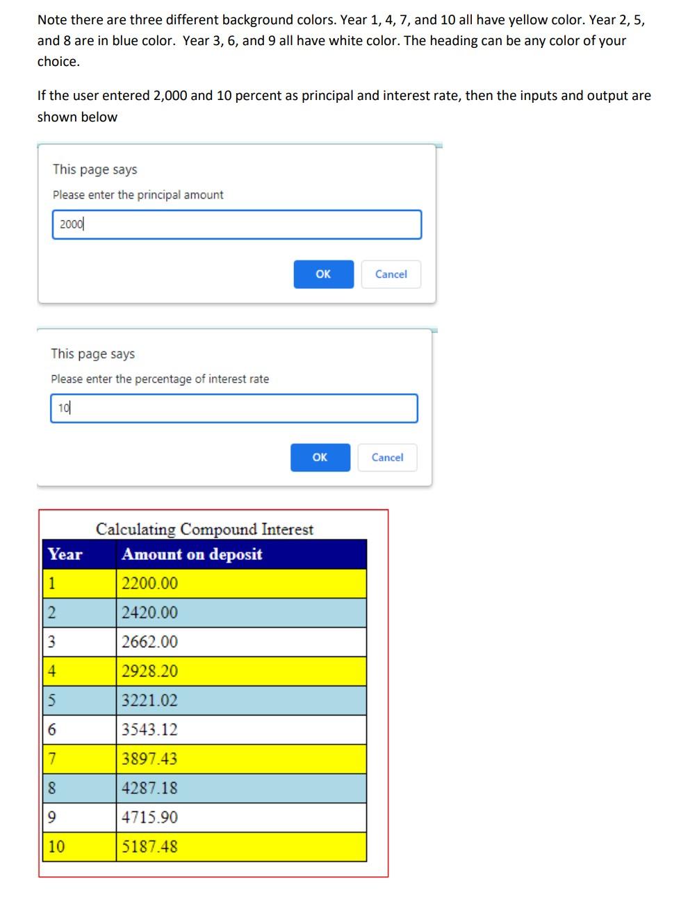 Solved Computer Compound Interest Write a JavaScript program | Chegg.com