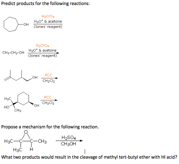 Solved Predict products for the following reactions: H2Cro4 | Chegg.com