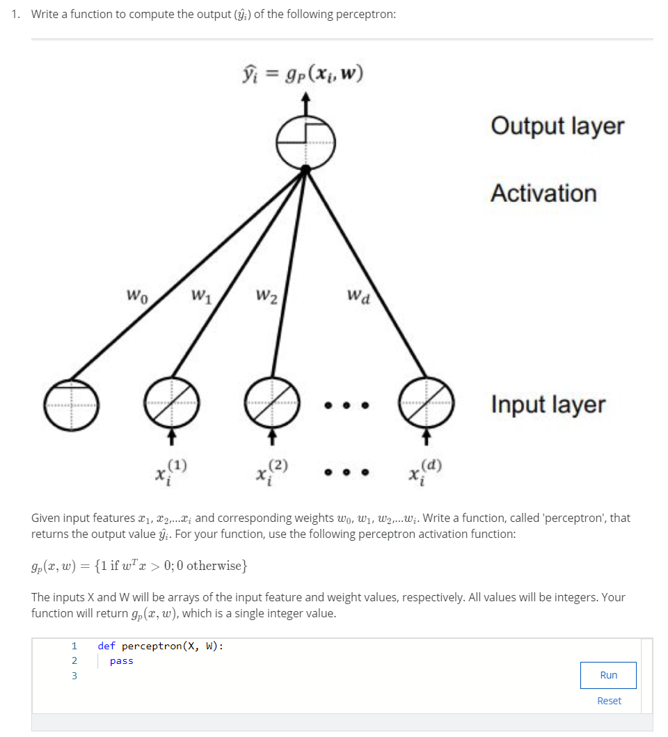 Solved 1. Write a function to compute the output (ø:) of the | Chegg.com