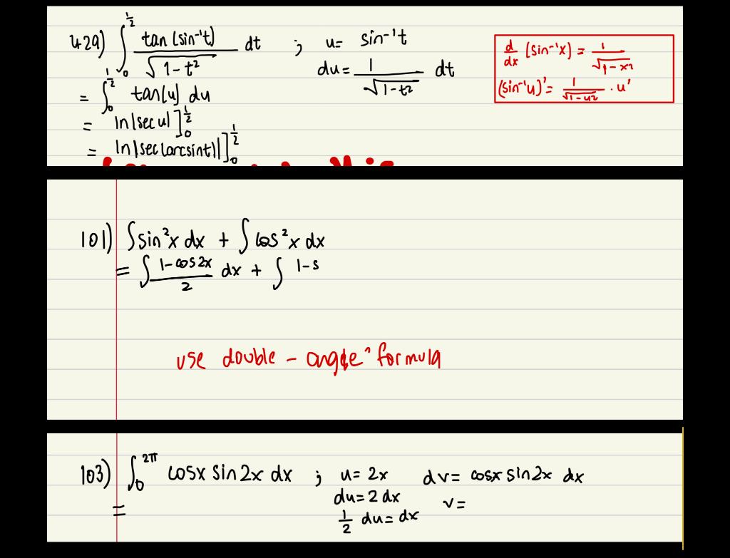 Solved can you please help me complete these integrals. i | Chegg.com