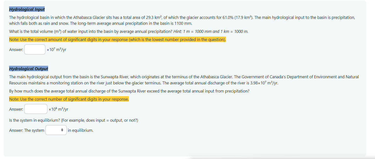 Solved Hydrological InputThe hydrological basin in which the | Chegg.com