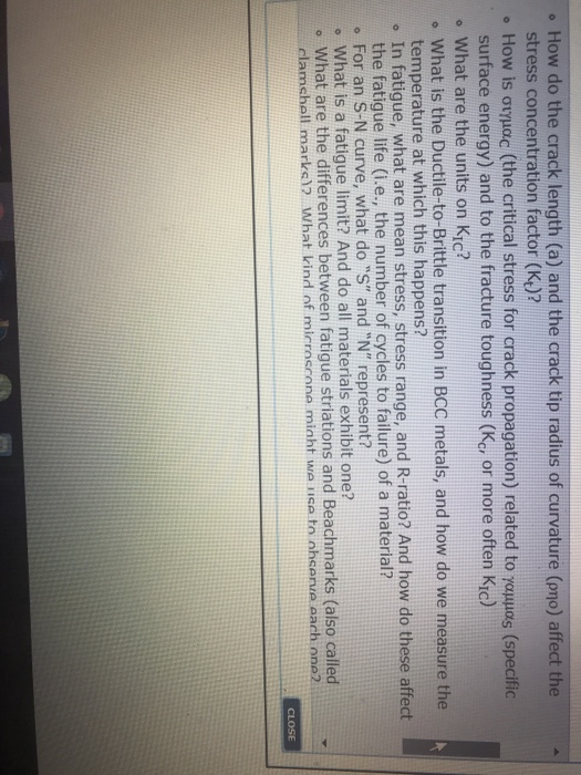 Solved How Do The Crack Length A And The Crack Tip Radius