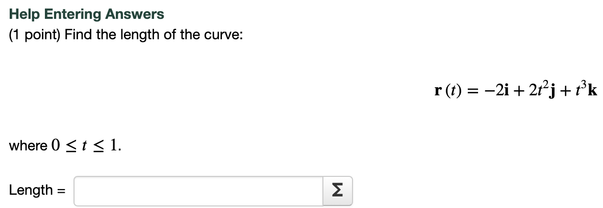Solved Help Entering Answers(1 ﻿point) ﻿Find the length of | Chegg.com
