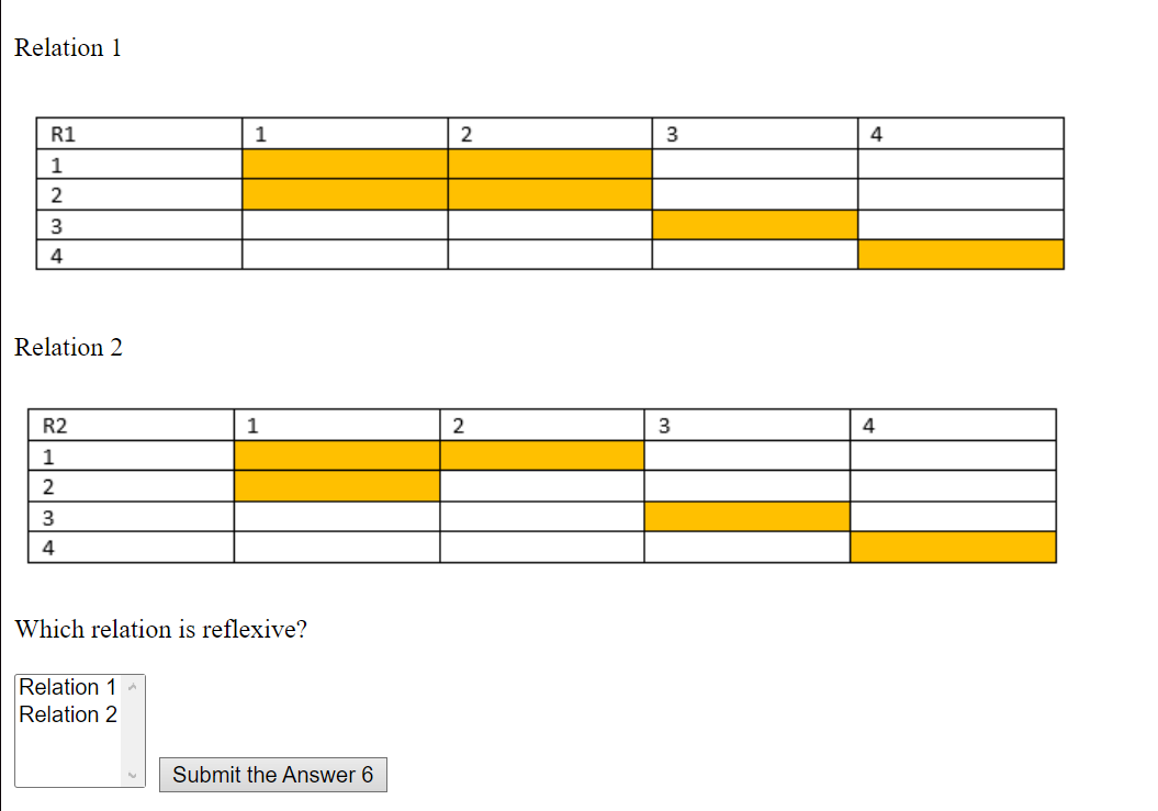 Solved Relation 1 Relation 2 Which relation is reflexive? | Chegg.com Solved Relation 1 Relation 2 Which relation is reflexive? | Chegg.com