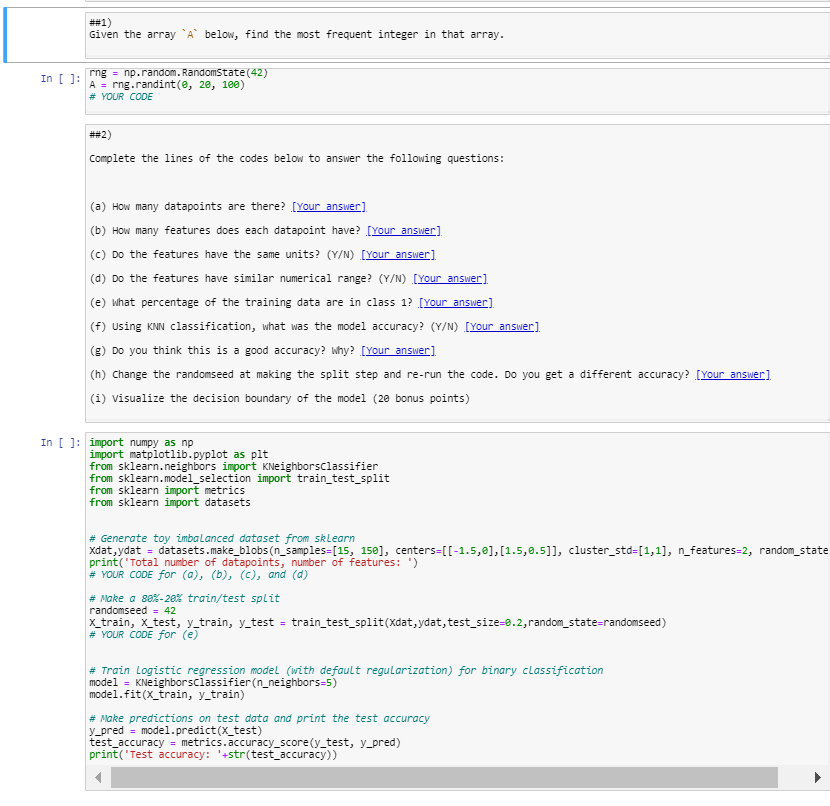 Solved ##1) Given the array A below, find the most frequent | Chegg.com