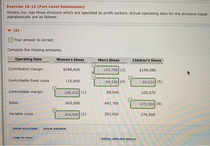 Solved Exercise 10-15 (Part Level Submission) Horatio Inc. | Chegg.com