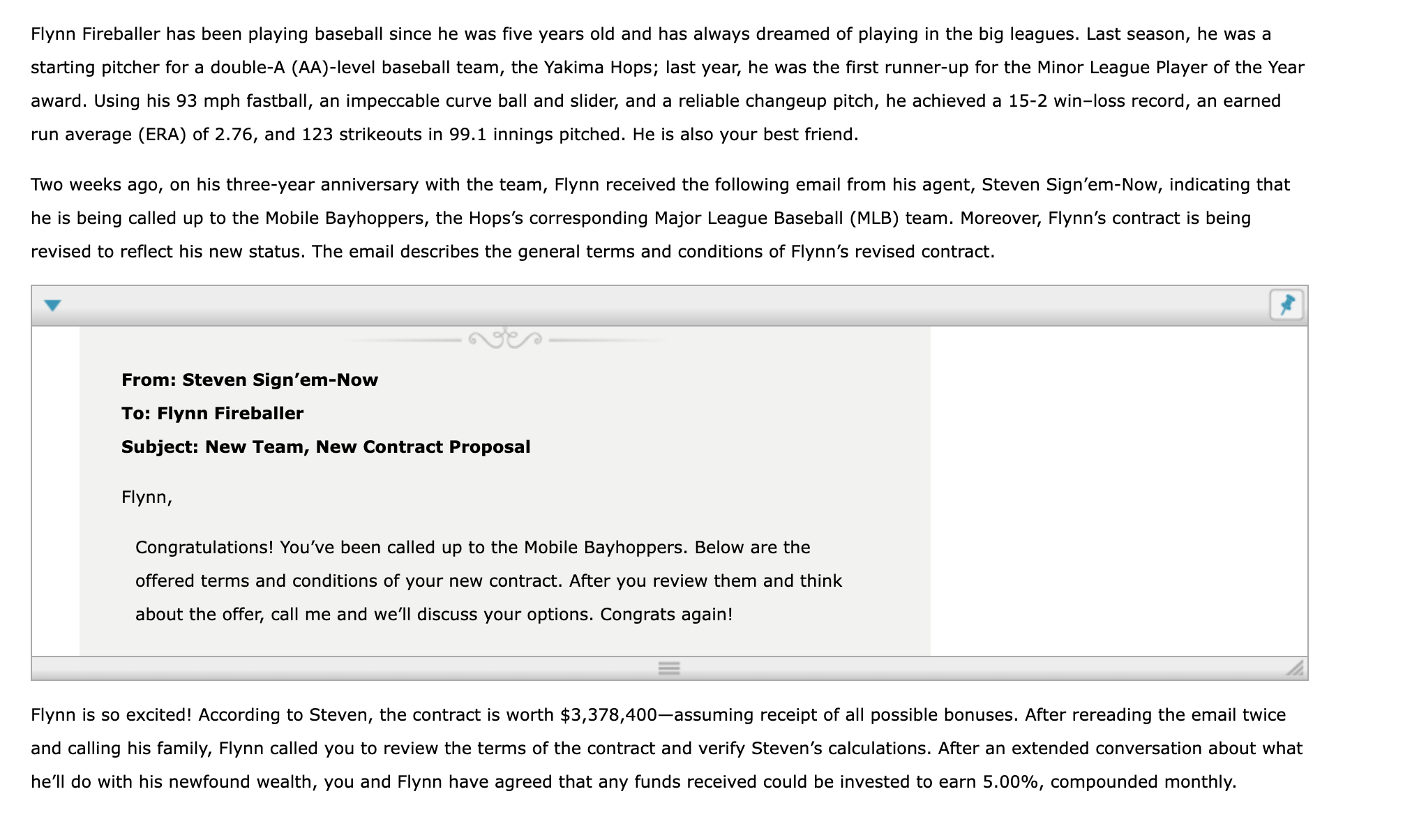 Flynn Fireballer's Contract Evaluation | Chegg.com