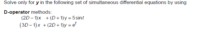 Solved Solve only for y in the following set of simultaneous | Chegg.com