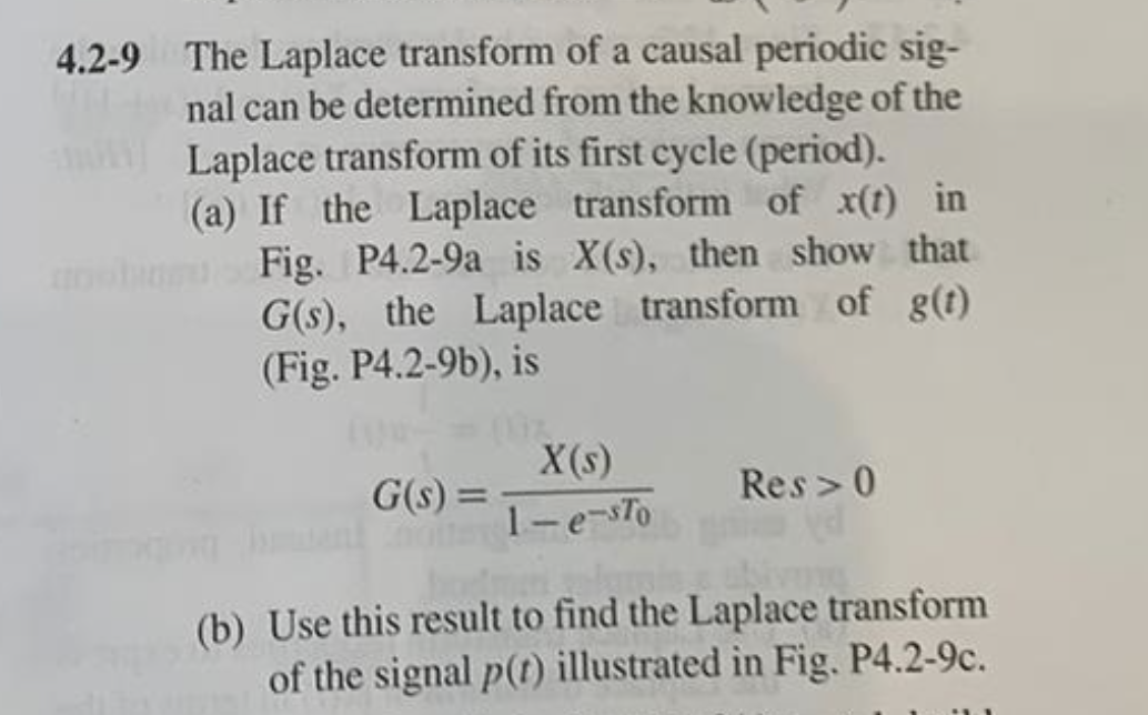 Solved 4.2-9 The Laplace transform of a causal periodic sig- | Chegg.com