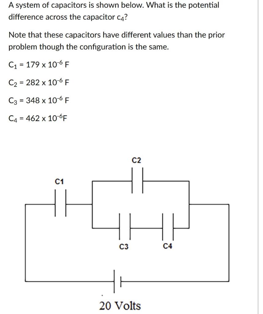 Solved A system of capacitors is shown below. What is the | Chegg.com