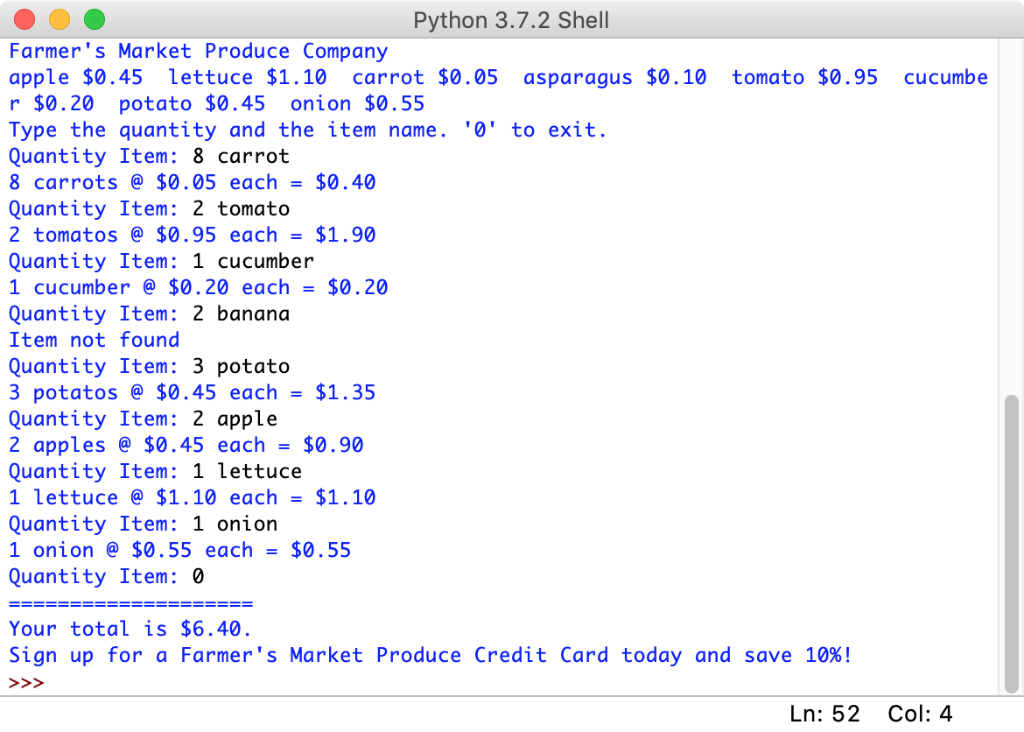 PYTHON- CODE MUST MATCH IMAGE BELOW Print the items | Chegg.com