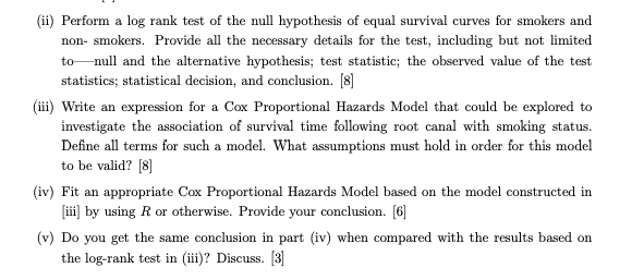 Solved (ii) Perform a log rank test of the null hypothesis | Chegg.com