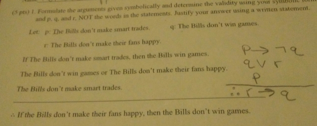 Solved 5 pts) 1. Formulate the arguments given symbolically | Chegg.com