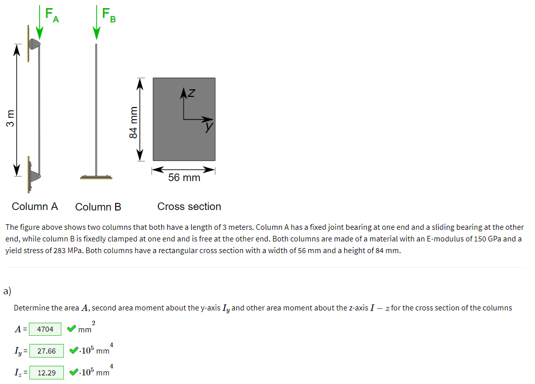 Solved FB AZ 3 m 84 mm 56 mm Column A Column B Cross section | Chegg.com