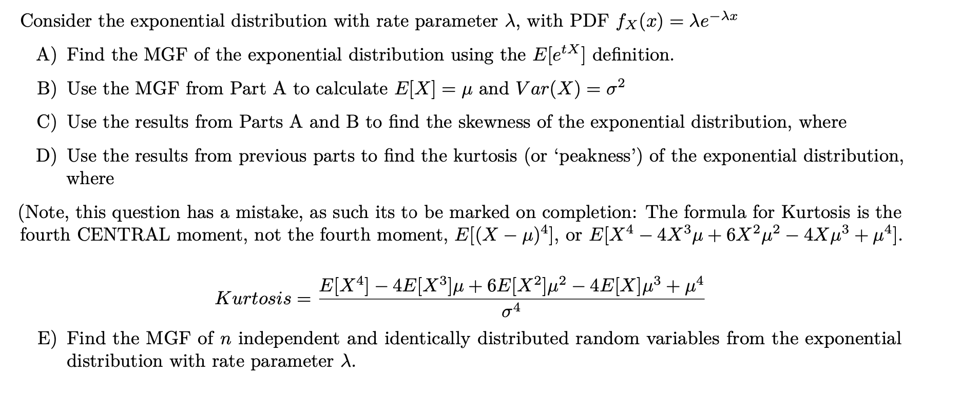 Solved = = Consider the exponential distribution with rate | Chegg.com