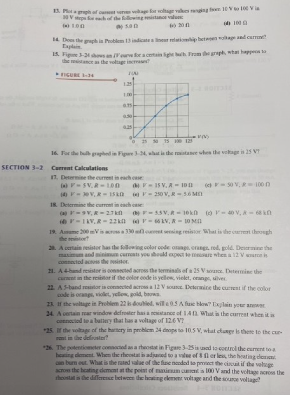 Solved 13. Pot a graph of current versus voltage for voltage | Chegg.com