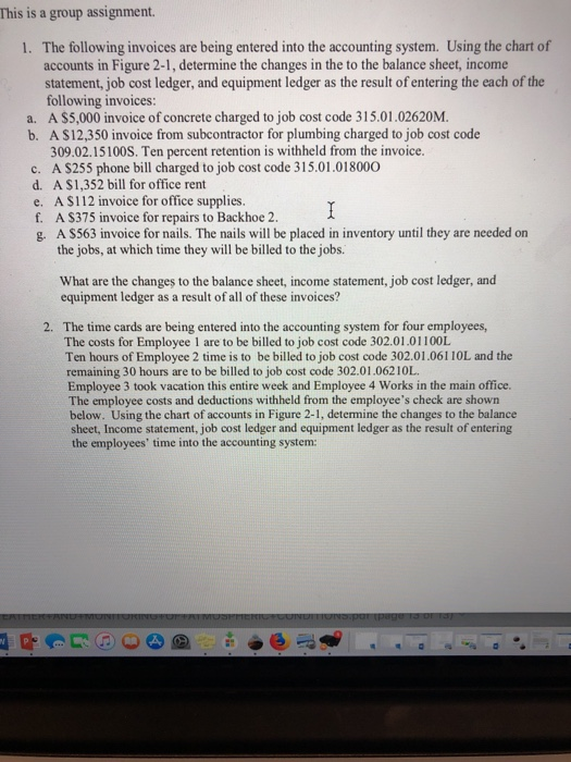 Solved This is a group assignment. The following invoices | Chegg.com