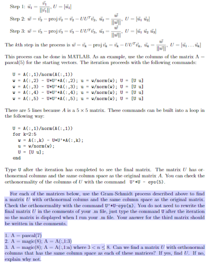 B. The Gram-Schmidt Process This section will walk | Chegg.com