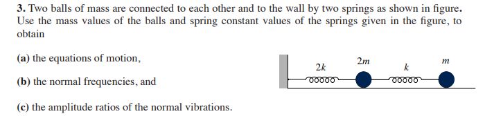 Solved Two balls of mass are connected to each other and to | Chegg.com