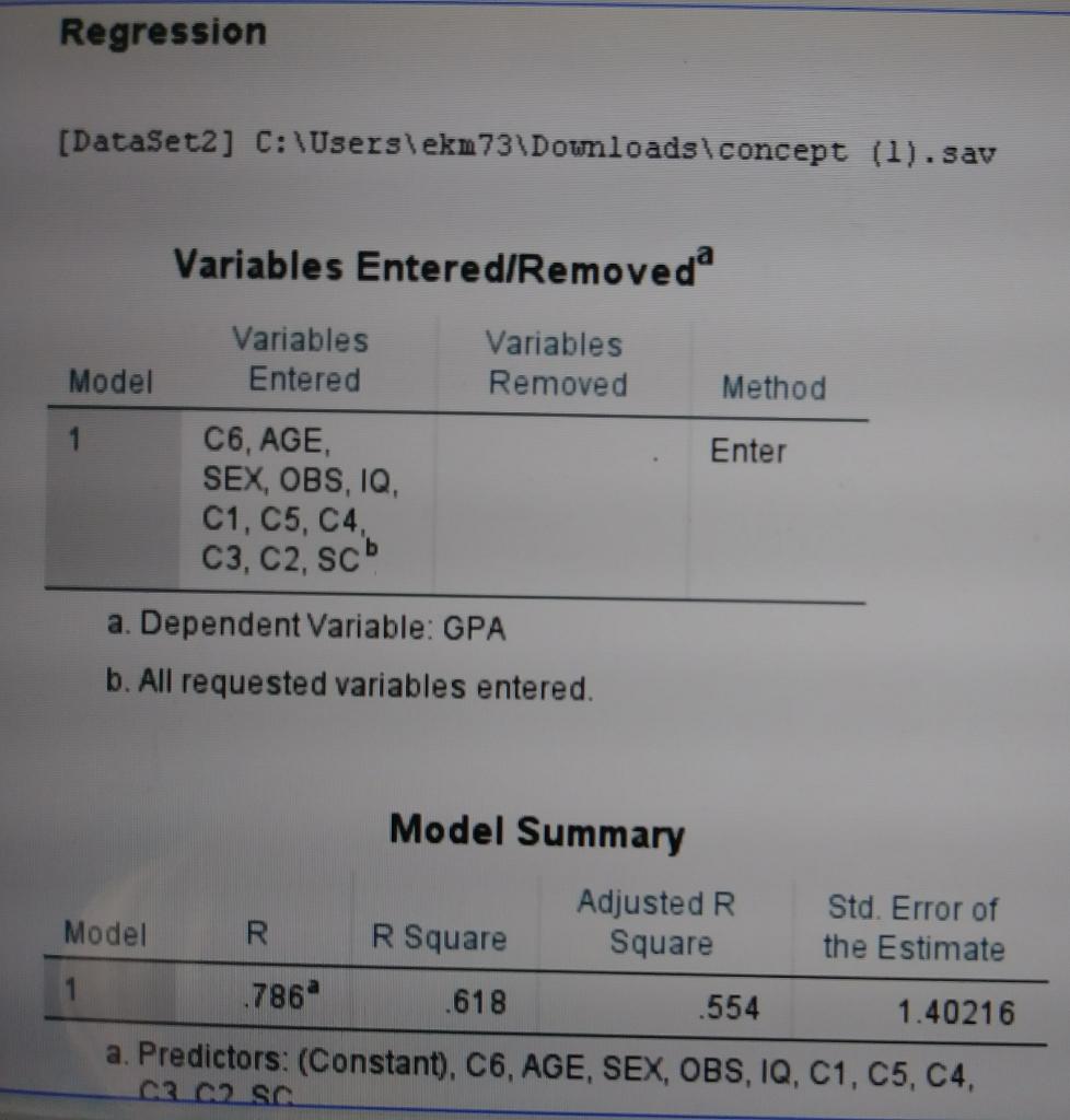 Solved Regression [DataSet2] | Chegg.com