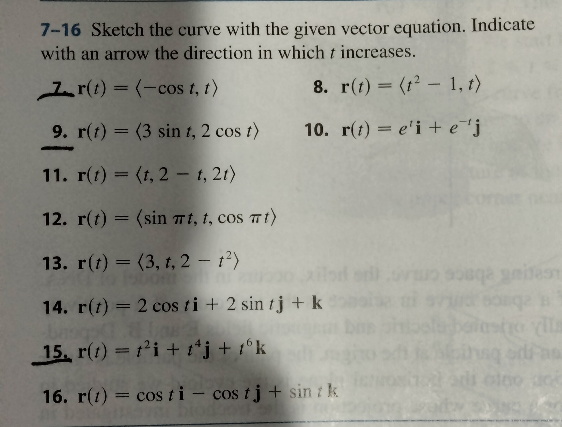 Solved 7 16 Sketch The Curve With The Given Vector Equation