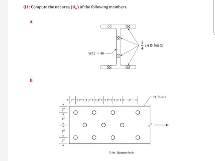 Solved Q1: Compute the net area (A.) of the following | Chegg.com