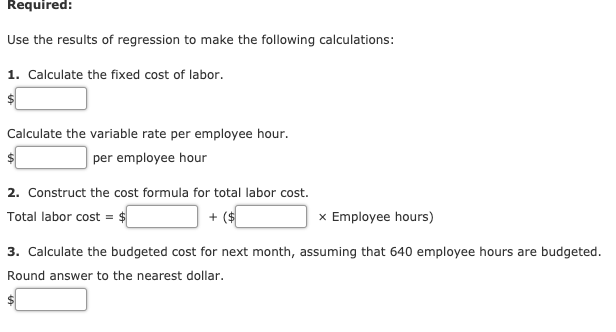 Solved Using Regression to Calculate Fixed Cost, Calculate | Chegg.com