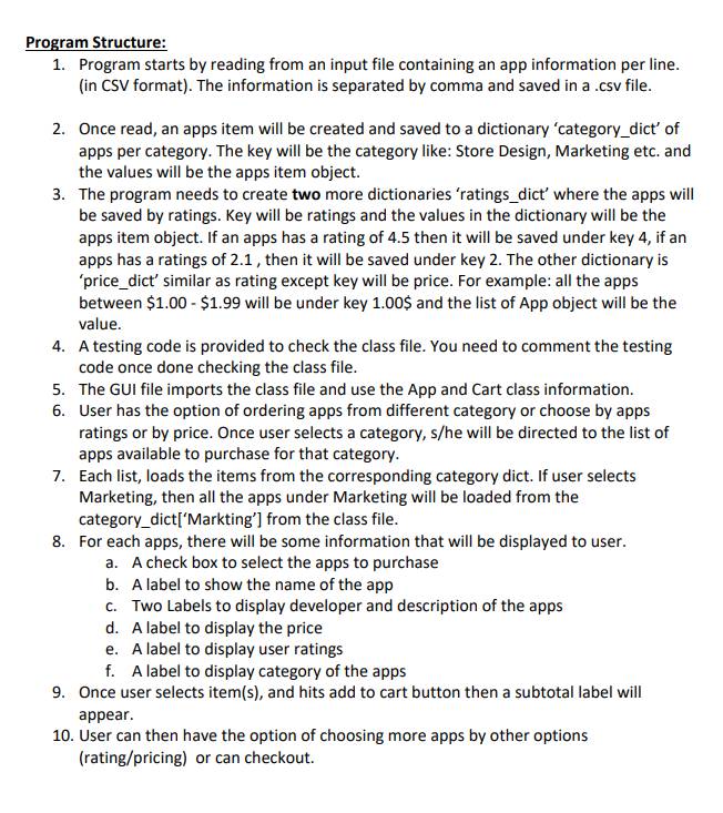 IT209: Final Project: Apps Cart Description: We will | Chegg.com