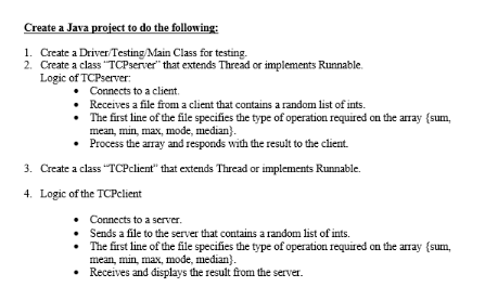 Solved Create a Java project to do the following: 1. Create | Chegg.com
